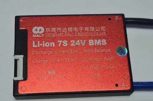 Плата контроля BMS Li-ion 7S 24V 50A