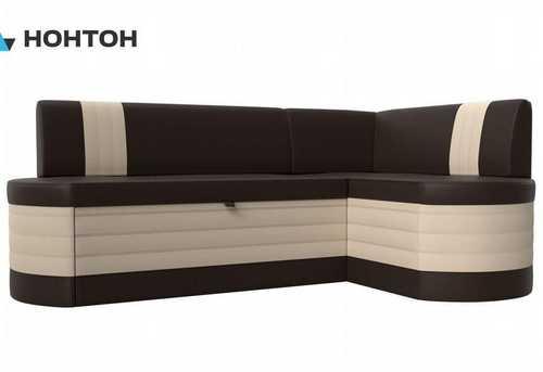 Кухонный диван угловой Токио экокожа коричневый