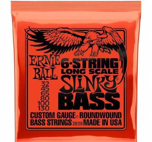 Струны для шестиструнной бас-гитары Ernie Ball 2838 Nickel Wound Long Scale Slinky Bass
