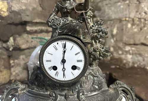 Старинные каминные часы бронза. 19 век