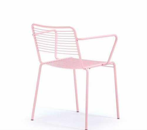 Стул для кухни, кафе, металлическое розовое кресло