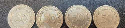 50 пфеннигов 1950 года фрг (все монетные дворы)