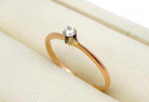 Золотое кольцо с бриллиантом 585пр. размер: 17