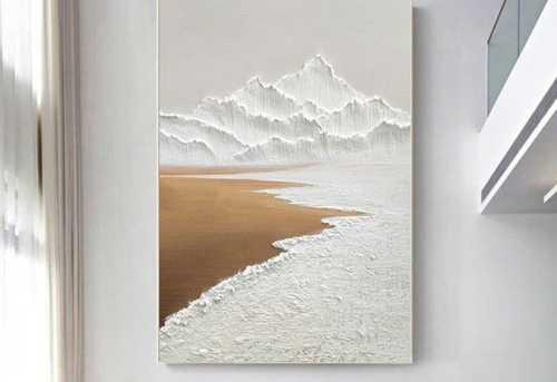 Объемная картина маслом 3Д Белое море Примерка