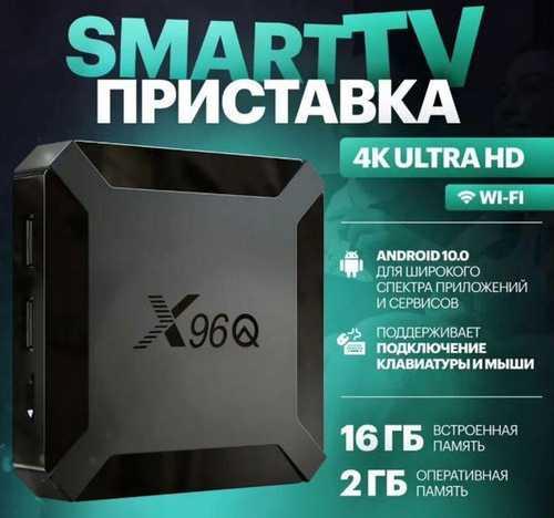 Смарт тв приставка - медиаплеер X96Q 2+16 GB