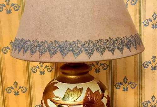 Лампа настольная керамика с абажуром