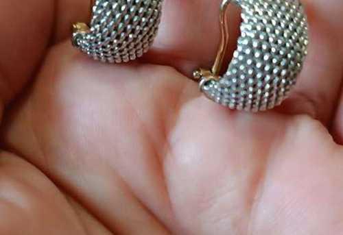 Комплект серьги+кольцо серебро Италия