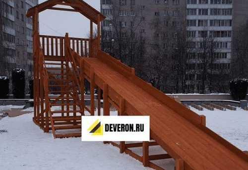 Зимняя горка, деревянная горка