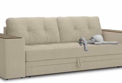 Прямой диван Каскад с ящиками и столиком дизайн 3