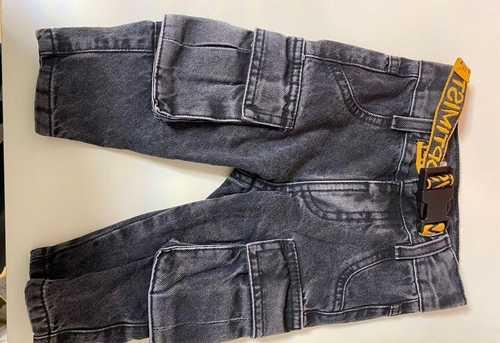 Детские Черные джинсы карго с карманами 74-80
