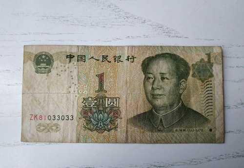 Купюра 1 юань 1999 года Китай действующая