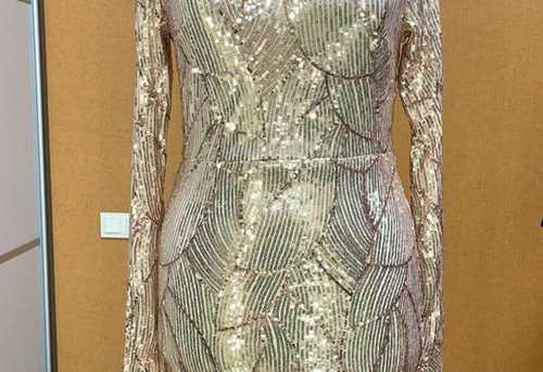 Золотое платье с пайетками M в наличии