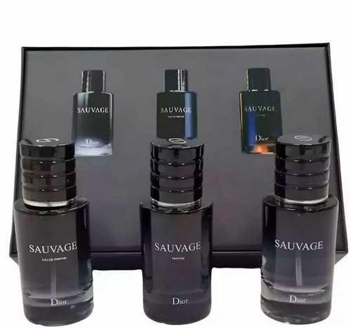 Dior sauvage parfum набор 3*30мл