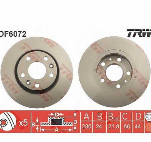 Диски тормозные передние TRW DF6072