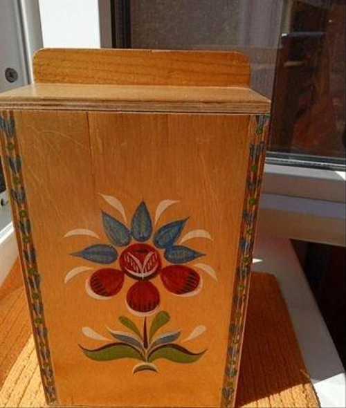 Деревянная коробка для сыпучих продуктов с крышкой