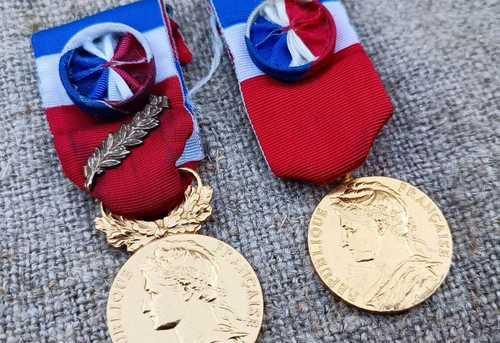 Ведомственные медали Франция серебро позолота