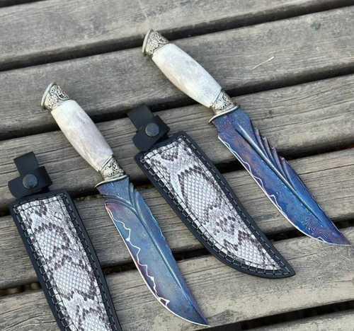 Нож никелированный Дамаск рог лося (Арт.94734)