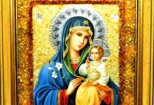 Икона из янтаря - Богородица Неувядаемый Цвет Arra