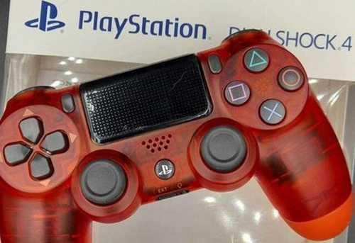 Геймпад Dualshock 4 PS4 прозрачный красный