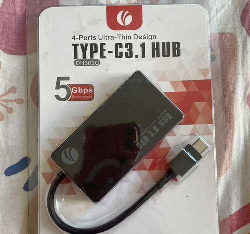 Кабель-адаптер Vcom USB3.1 Type-CM 4*USB3.0 (F)