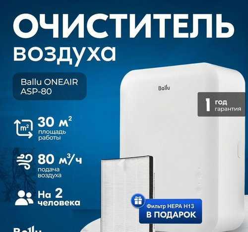 Очиститель воздуха, бризер Ballu oneair ASP-80