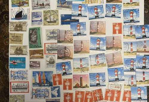Большая коллекция марок. Корабли, маяки