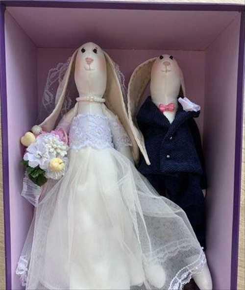 Свадебные авторские куклы-кролики