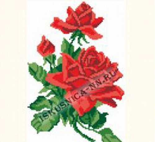 Рисунок на канве «Искусница» 8075 Красные розы 20