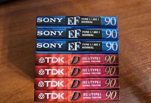 Аудио кассеты новые Sony EF 90 и TDK D90