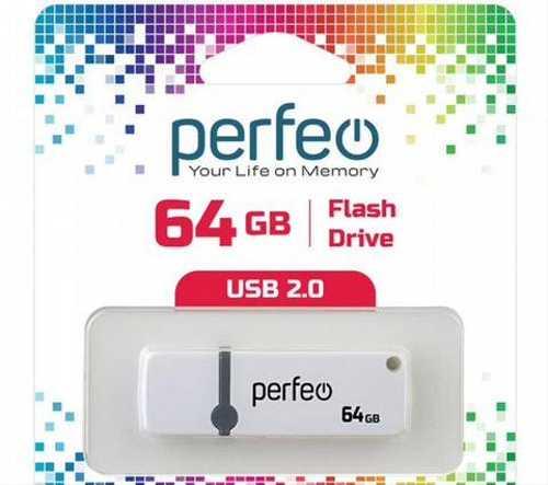 Флешка 64Gb USB 2.0, Perfeo C07, белый