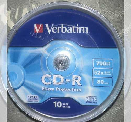 Verbatim Диск для записи CD-R, 700 мб, 10 шт