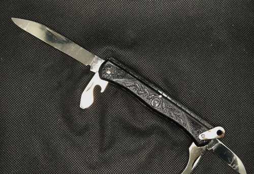 Нож СССР складной 4-х предметный черный