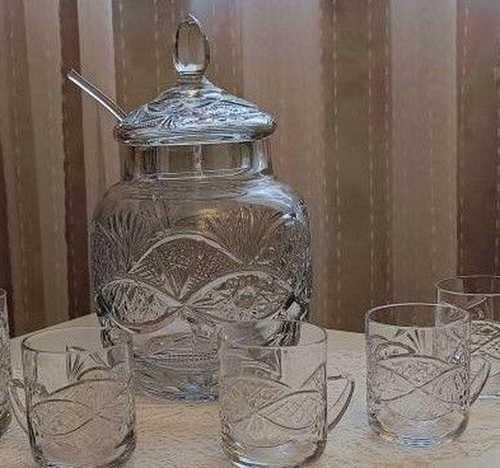 Крюшовница   6 крюшек хрусталь