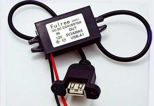 Адаптер гнездо авто DC 12V - гн. USB-A 5V 3A rexa
