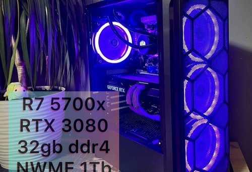 Игровой пк r7 5700x + rtx 3080 + 32gb + nwme 1tb