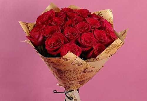 Букет красных роз, Эквадор, 60см 27 шт