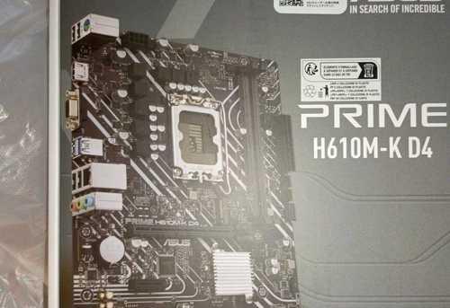 Мaтеpинcкая плата asus prime H610M-K D4 новая, гар