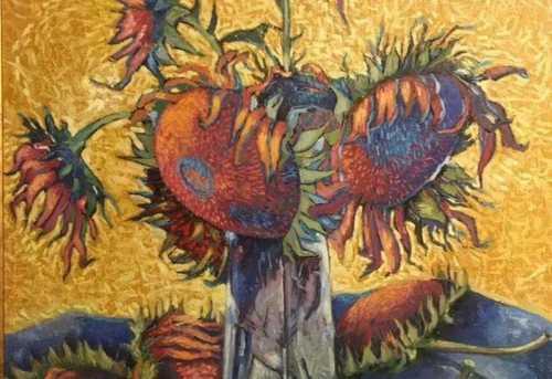 Картина Подсолнухи натюрморт холст масло