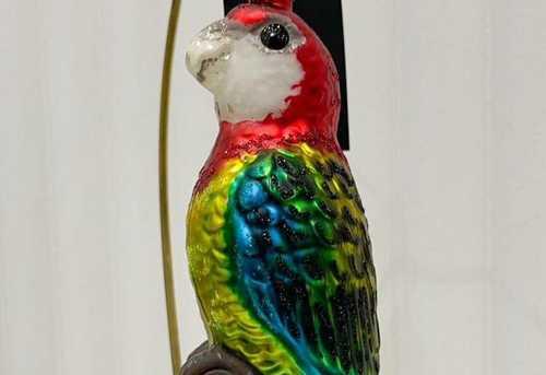 Елочная игрушка попугай (стекло)