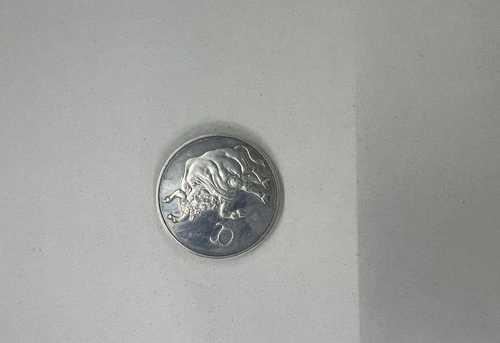 Монета серебряная 3 рубля 2004 года,Телец