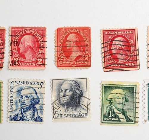 Почтовые марки США. Набор 10 штук. №12 Вашингтон