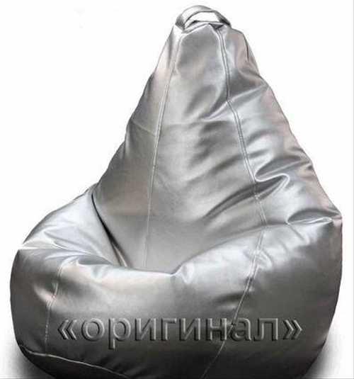Кресло мешок экокожа серебро XL 120 кг