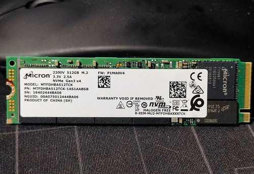 Жесткий диск SSD Micron 512 GB M2 NVMe Gen 3*4