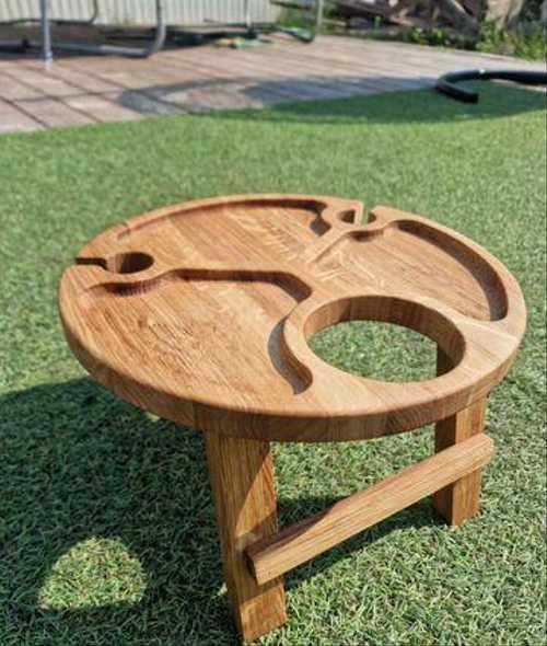 Винный столик поднос из дуба деревянный