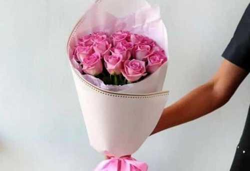 17 розовых роз подарки и цветы на праздник с доста