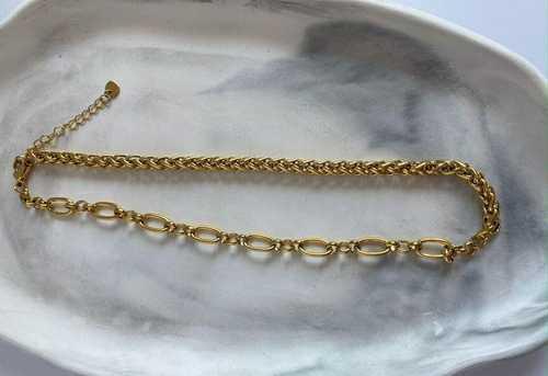 Женское ожерелье из нержавеющей стали позолота 18к