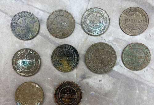 Старинные монеты 1 копейка, 2 копейки 1898 - 1915