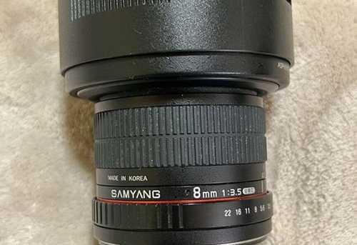 Объектив samyang 8 mm 1:3.5 fish-eye для Canon