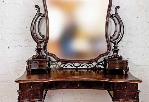 Старинное зеркало трюмо из ореха