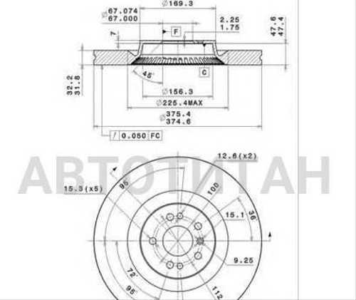 Диск тормозной передний 09.R105.11 (375х32 ) 5 отв